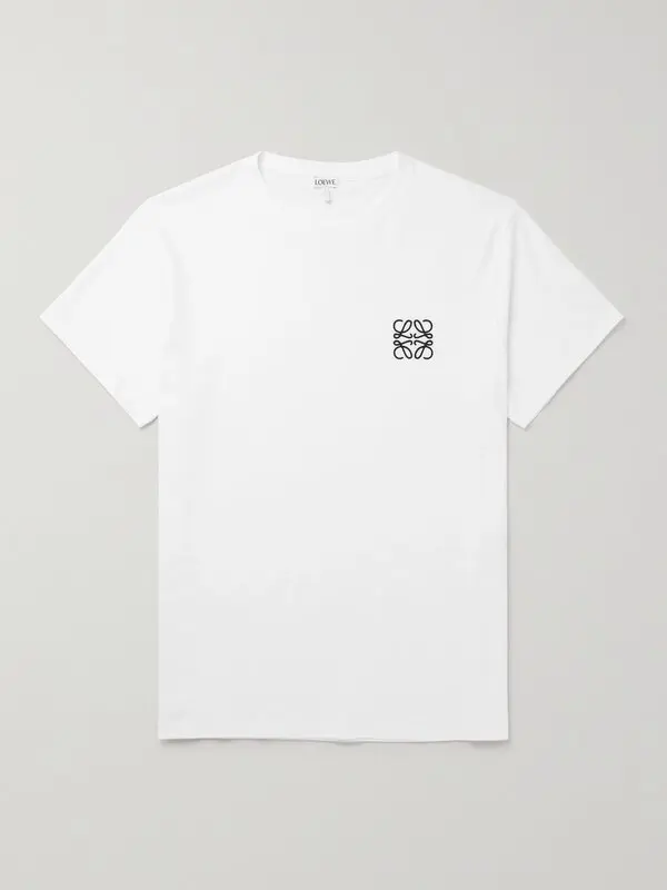 Loewe Slim-fit Logo-embroidered Cotton-jersey T-shirt - White