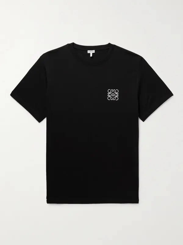 Loewe Logo-embroidered Cotton-jersey T-shirt - Black