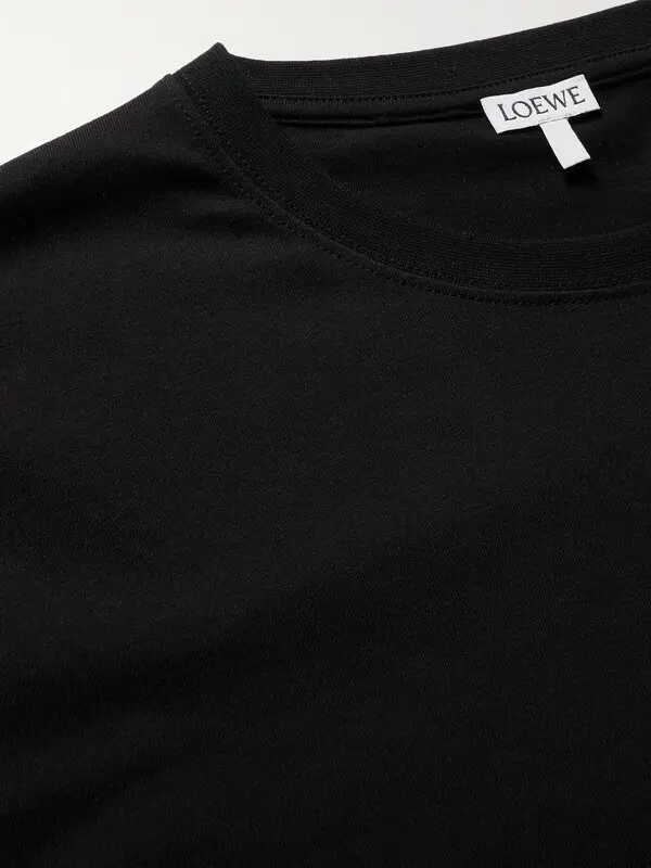 Loewe Logo-embroidered Cotton-jersey T-shirt - Black