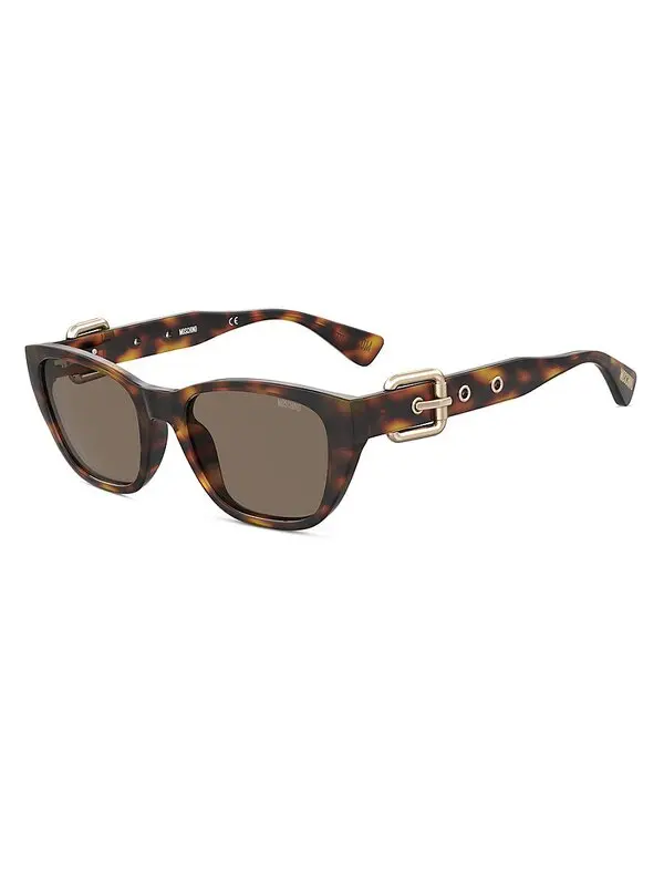 Moschino Buckle 55mm Cat Eye Sunglasses - Havana | Editorialist display picture 1