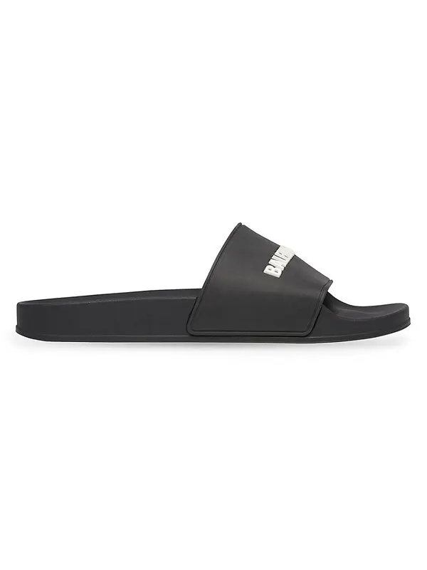 Balenciaga Pool Slide Sandals - Black White