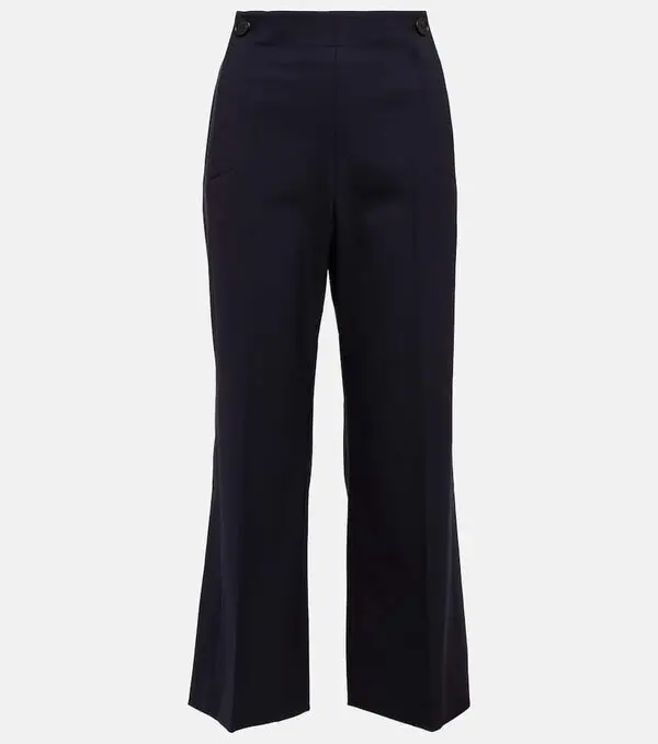 Chloé High-rise Cropped Flared Wool Pants - Blue