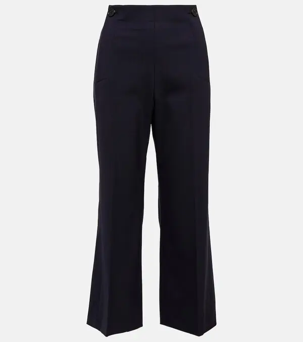 Chloé High-rise Cropped Flared Wool Pants - Blue