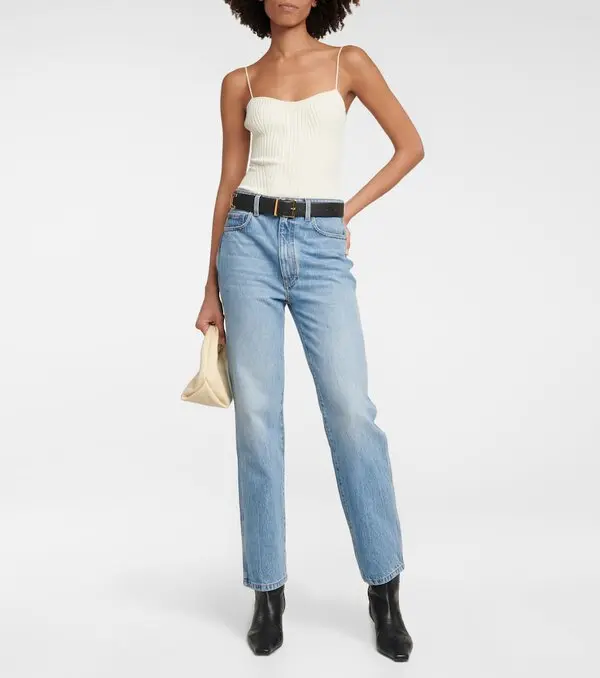 Khaite Ziggy Ribbed Top - White