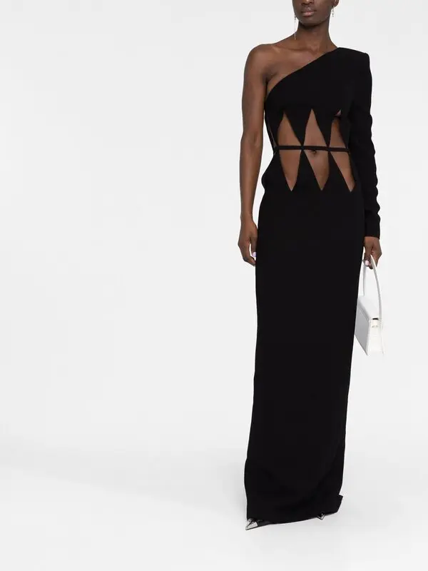 Monot Cut-Out Asymmetric Dress In Black - 36% Off | Editorialist