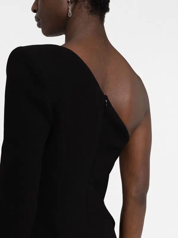monot asymmetric dress MONOT Asymmetrical V-Neck High Slit Dress 6 / Black