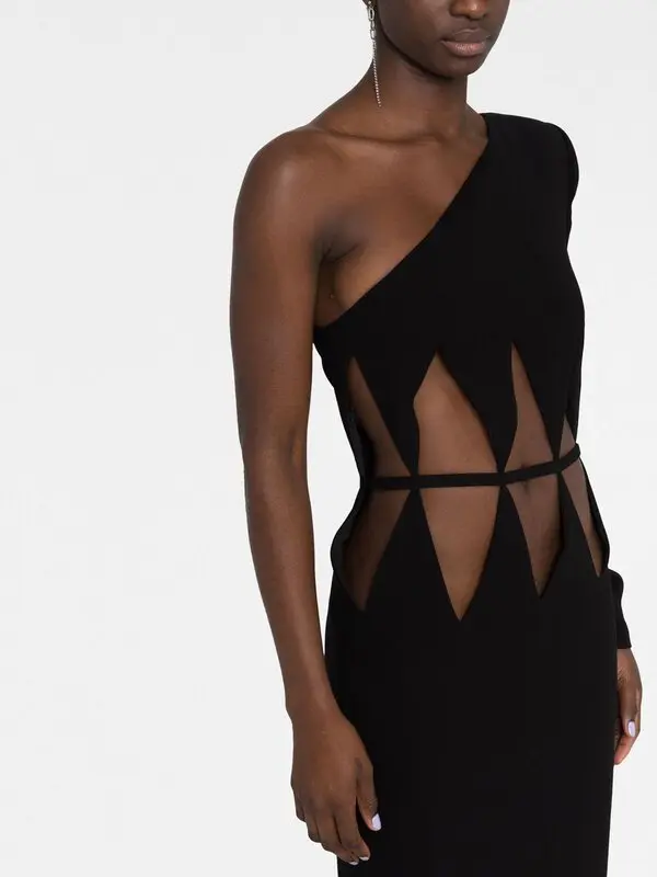 Monot Cut-Out Asymmetric Dress In Black - 36% Off | Editorialist