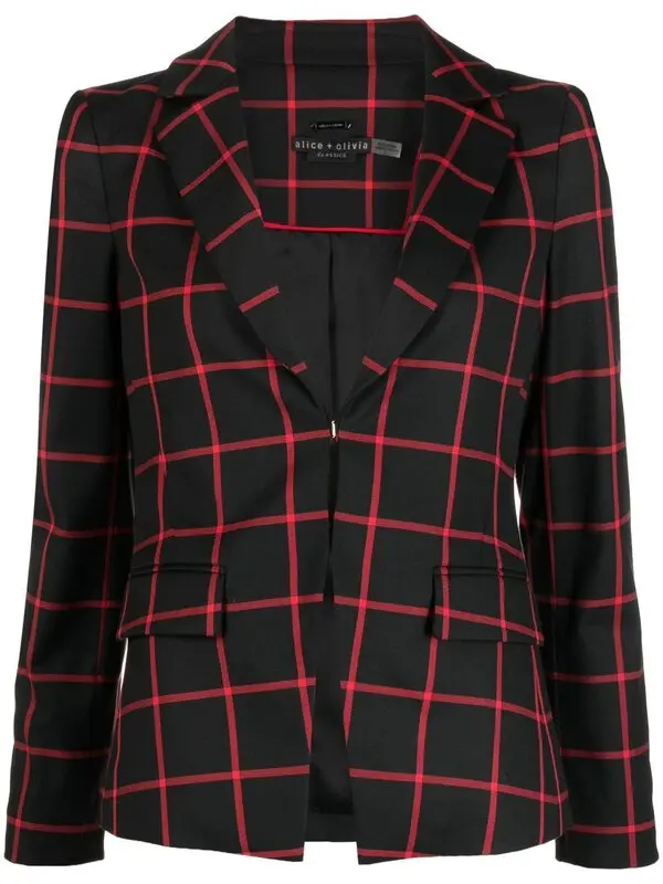 Alice + Olivia Mya Grid-print Blazer - Black