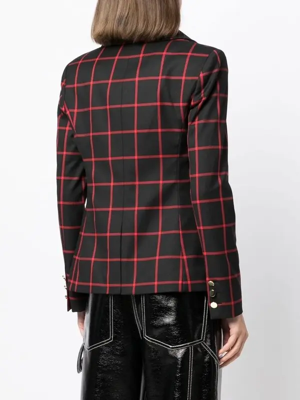 Alice + Olivia Mya Grid-print Blazer - Black