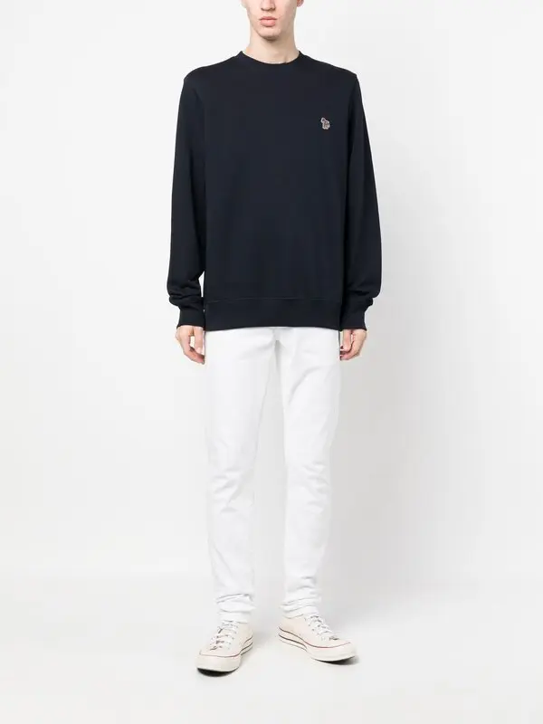 Paul Smith Zebra-patch Organic Cotton Sweatshirt - Blue