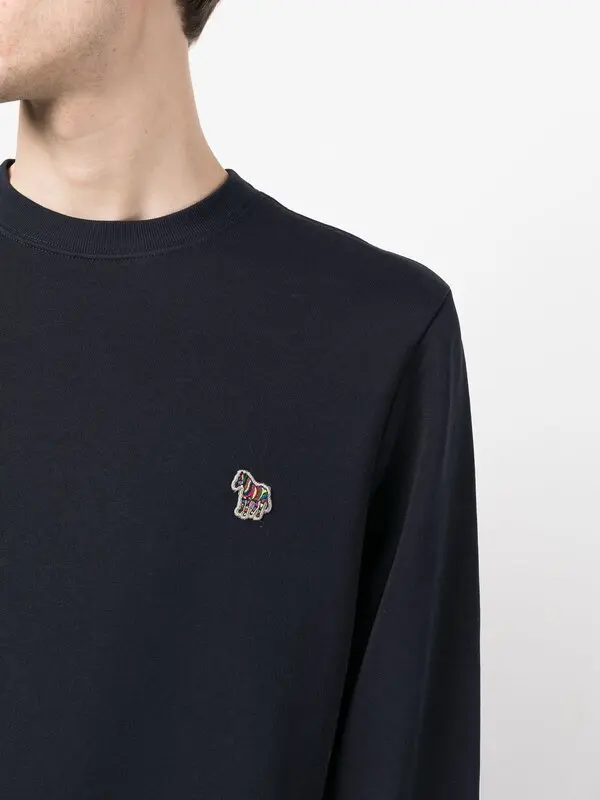 Paul Smith Zebra-patch Organic Cotton Sweatshirt - Blue
