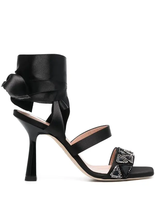 Alberta Ferretti 105mm Sculptural Heel Bead-embellished Lace-up Sandals