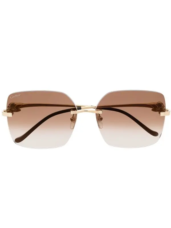 CARTIER Rimless Square-frame Sunglasses - Gold