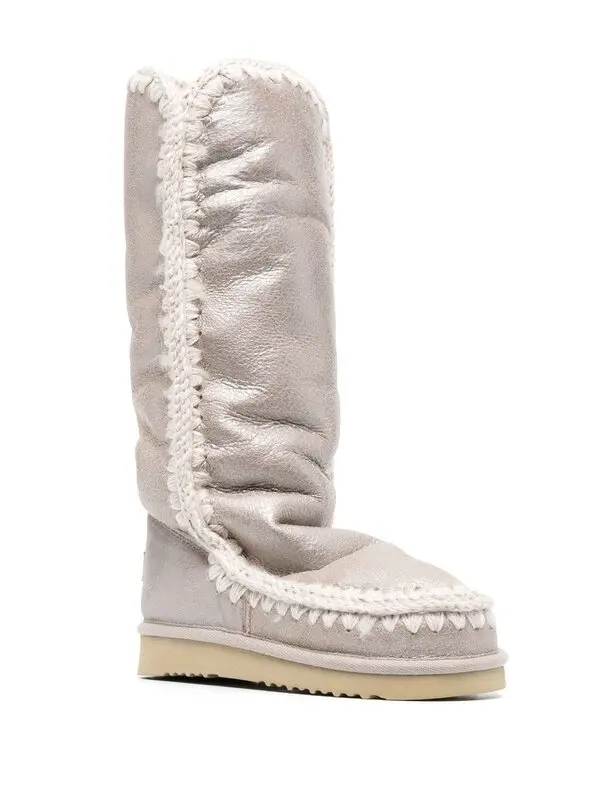Mou Metallic Leather Boots - Neutrals