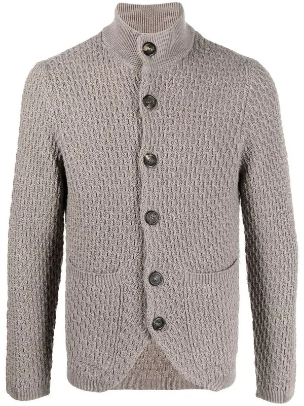 Canali Textured-knit Merino Wool Cardigan