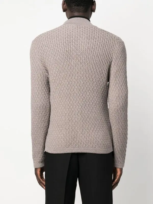 Canali Textured-knit Merino Wool Cardigan