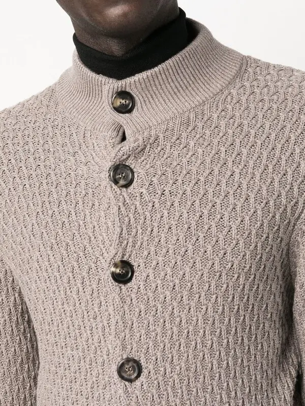 Canali Textured-knit Merino Wool Cardigan