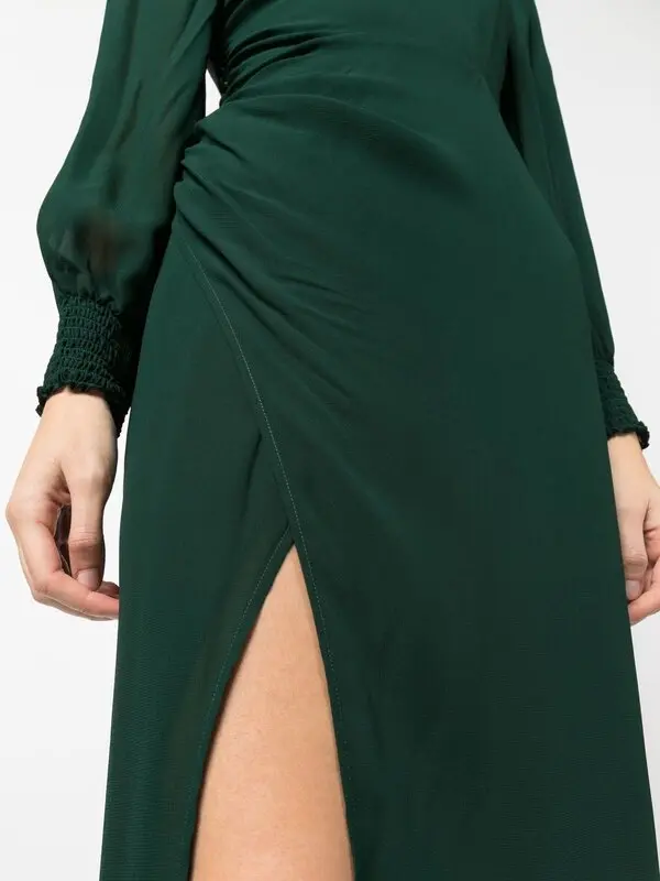 green high neck midi dress ASOS - Satin High Neck Pleated Midi Dress - Women - Polyester - 0 US
