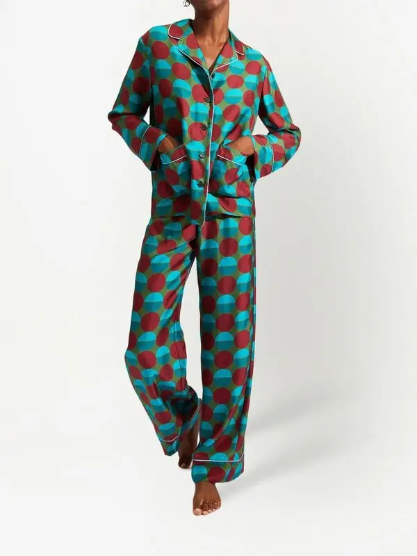 La DoubleJ Graphic-print Silk Pyjama Set - Blue
