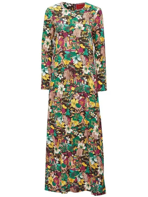 La DoubleJ Swing Floral-print Dress - Brown