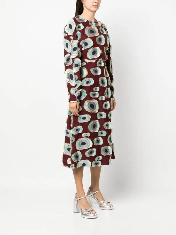 Colville Frayed-detail Graphic-print Midi Dress