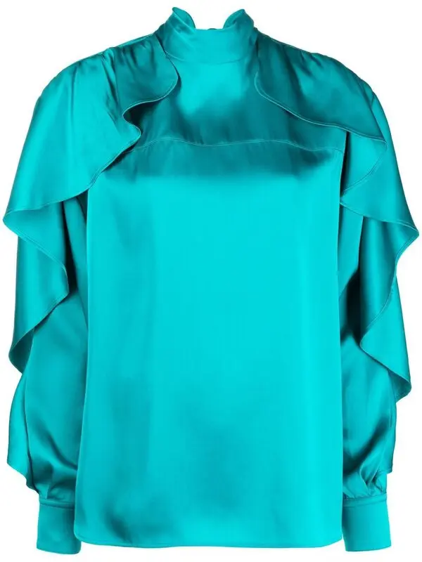 Colville Ruffled-sleeve Satin Blouse