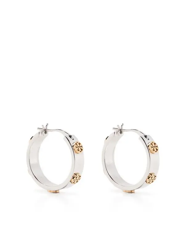 Tory Burch Small Miller Huggie Hoop Earrings - Silver