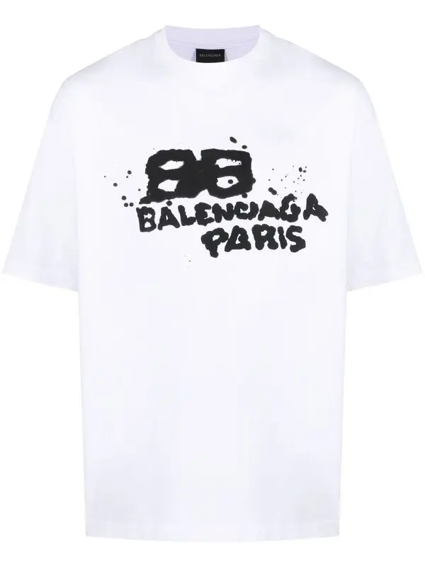 Balenciaga Hand Drawn Logo-print T-shirt - White