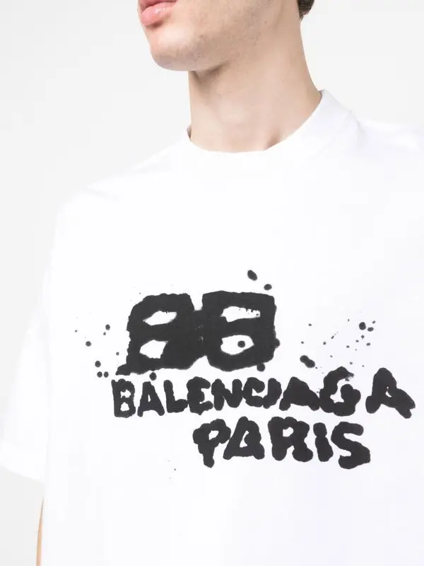 Balenciaga Hand Drawn Bb Icon T-shirt - White