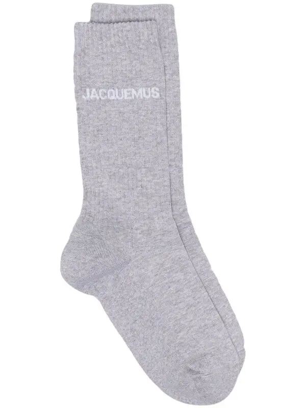 Jacquemus Les Chaussettes Logo-intarsia Socks - Grey