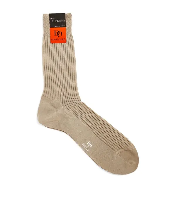 DORE DORE Cotton Rib-knit Socks - Beige