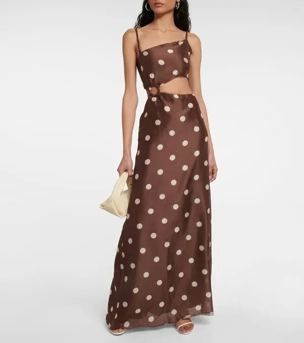 sir brown polka dot dress Brown Polka Dot Balloon Sleeve Anya Midi Dress