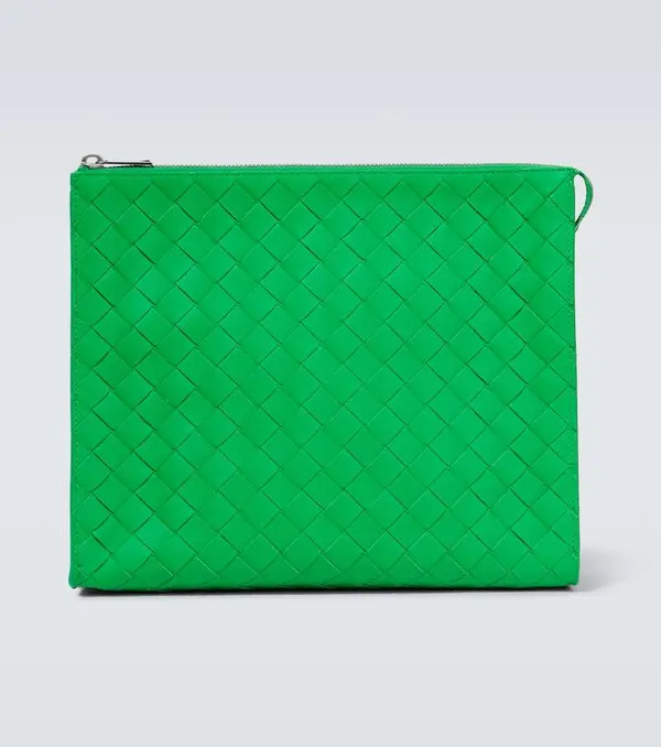 Bottega Veneta Intrecciato Leather Document Case - Green