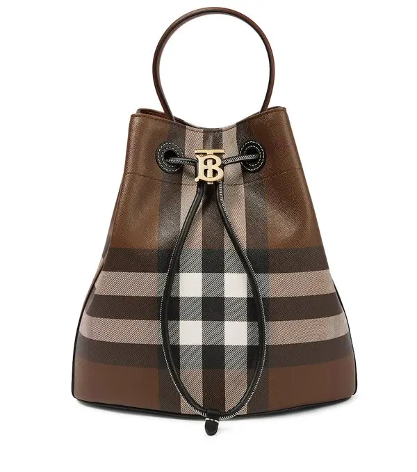 Burberry Tb Checked Cotton-blend Bucket Bag