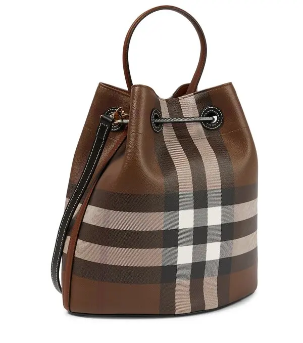 Burberry Tb Checked Cotton-blend Bucket Bag