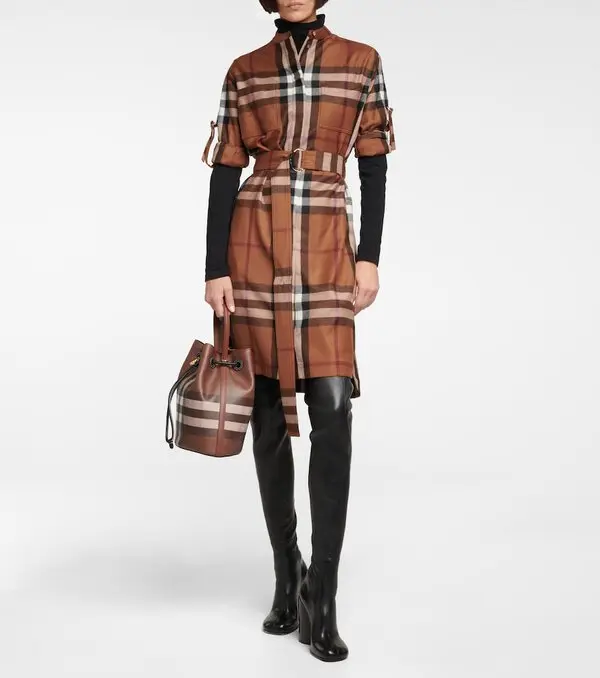 Burberry Tb Checked Cotton-blend Bucket Bag