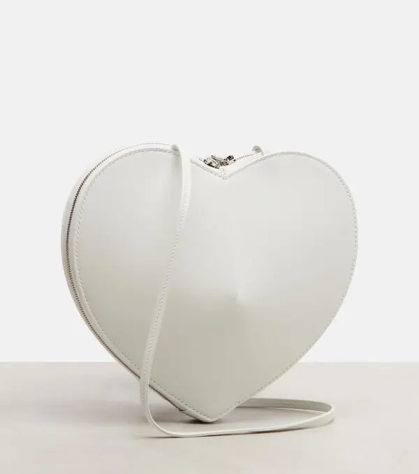 Alaïa Le Coeur Leather Heart Crossbody Bag - White