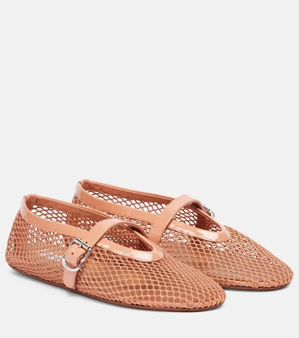 Alaïa Fishnet Ballerina Flats - Pink