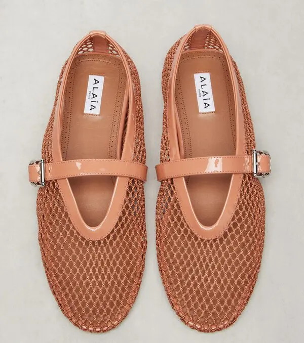 Alaïa Fishnet Ballerina Flats - Pink