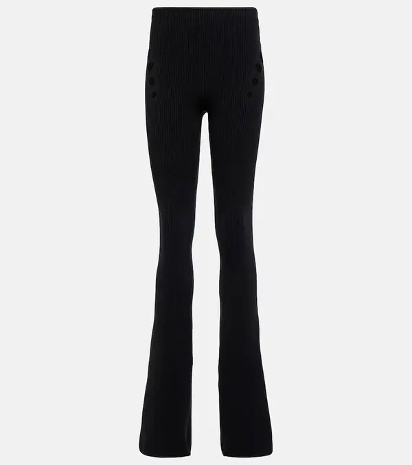 JEAN PAUL GAULTIER Cutout High-rise Flared Wool Pants - Black