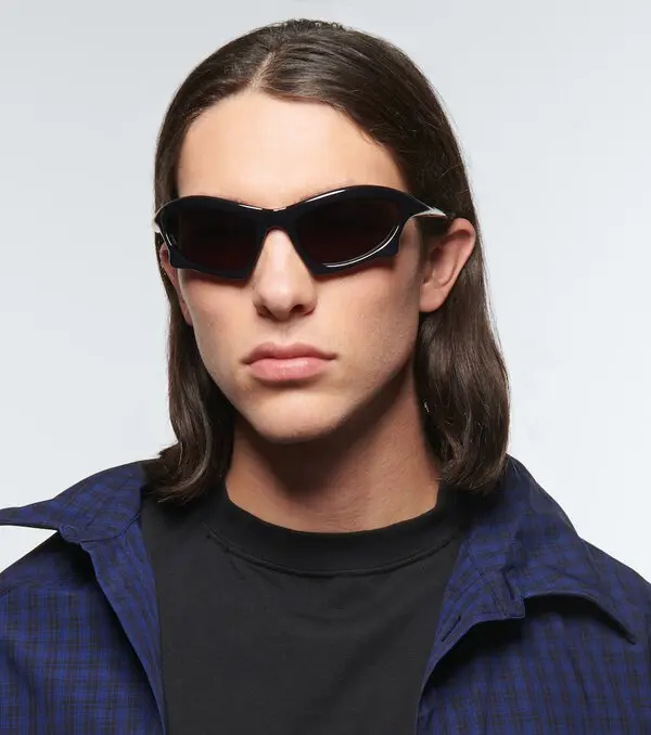 Balenciaga Bat Rectangular Sunglasses In Black - 40% Off