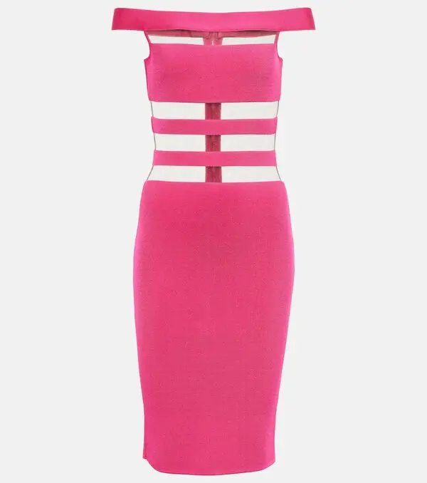 Balmain Off-shoulder Mini Dress - Pink