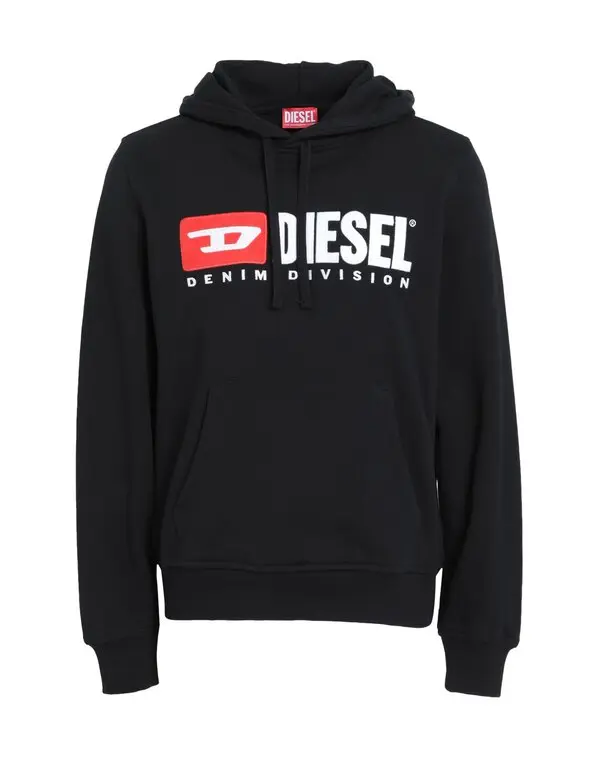 DIESEL® S-ginn-hood-div Cotton Sweatshirt - Black