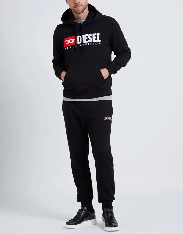 DIESEL® S-ginn-hood-div Cotton Sweatshirt - Black