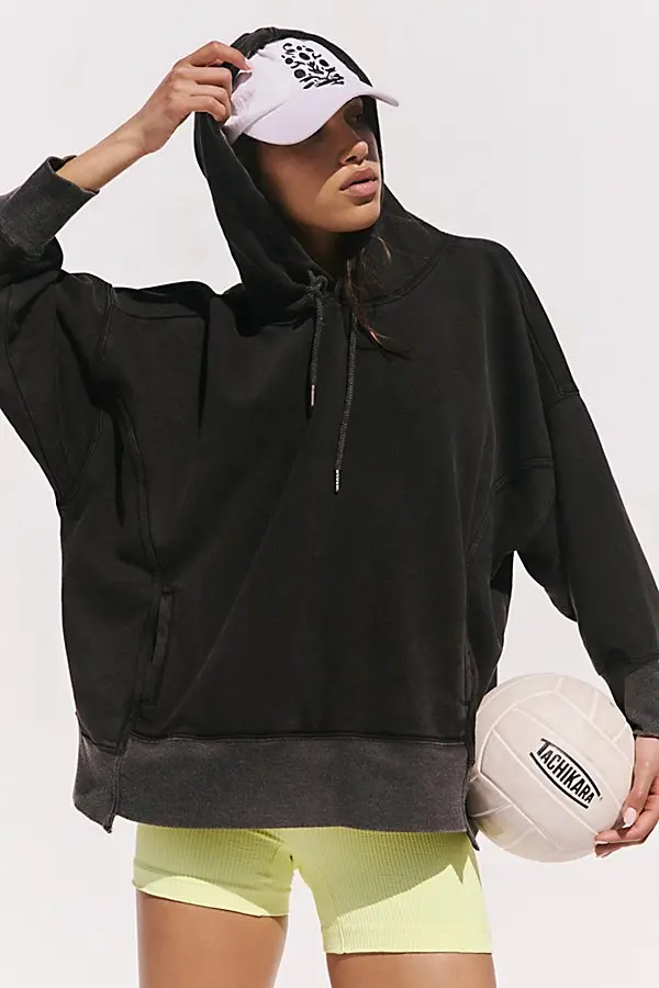 Free People Oversized Pullover Hoodie - Black
