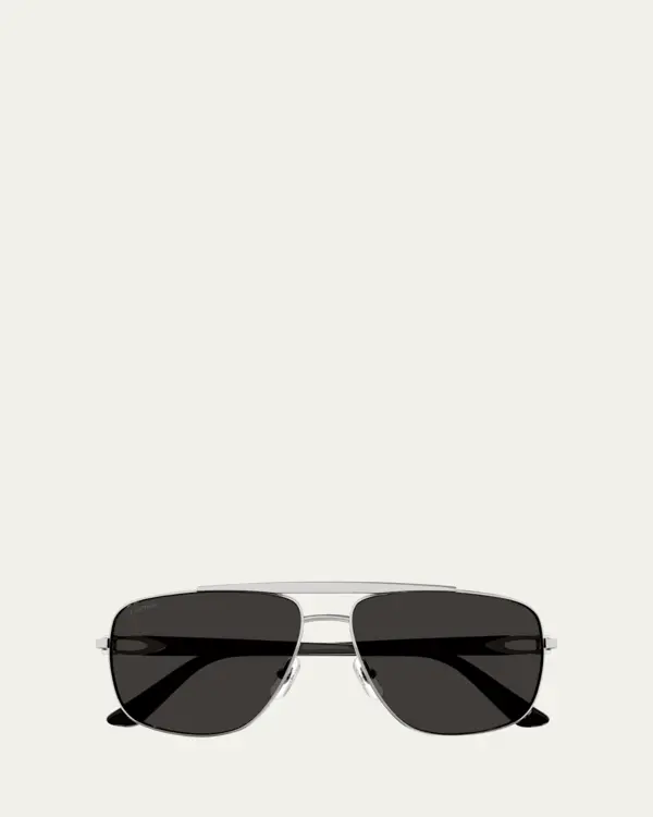 Cartier C-logo Aviator Sunglasses - Silver