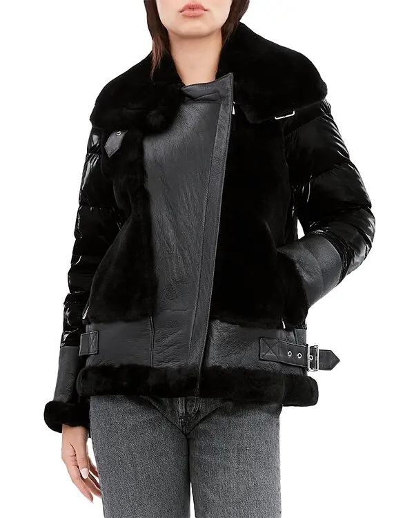 Dawn Levy Shearling Panel Down Puffer Coat