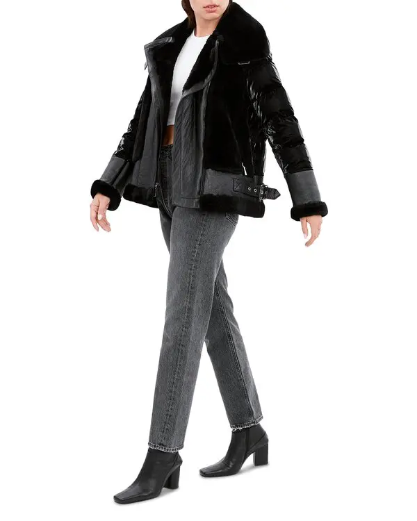 Dawn Levy Shearling Panel Down Puffer Coat