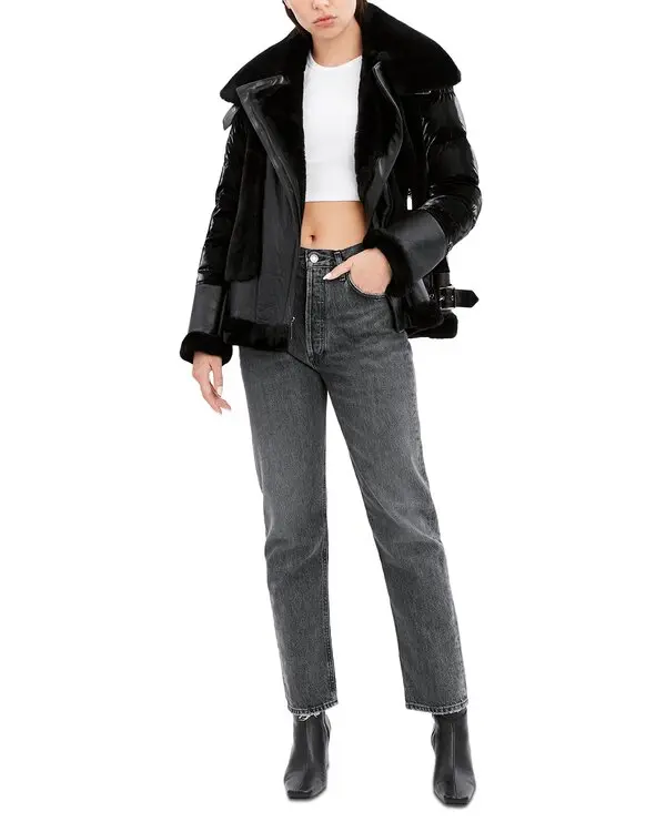 Dawn Levy Shearling Panel Down Puffer Coat