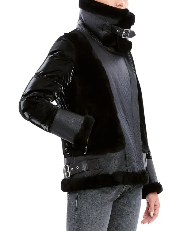Dawn Levy Shearling Panel Down Puffer Coat